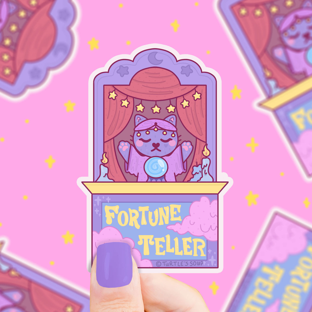 Fortune Teller Kitty Shop Keeper Vinyl Sticker – Turtle's Soup