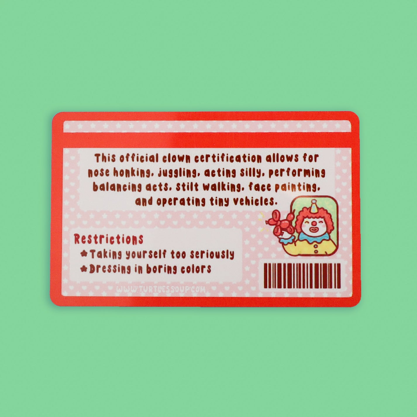 Certified Clown Fake Drivers License – Turtle's Soup