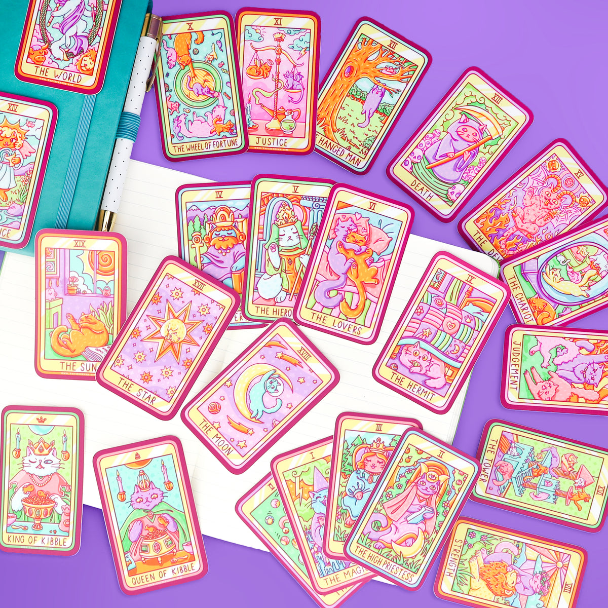 24 Major Arcana Kitty Tarot Card Vinyl Stickers – Turtle's Soup