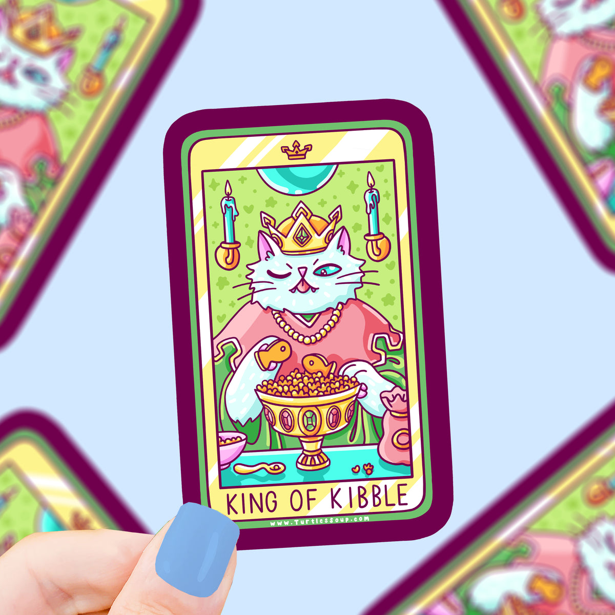 King of Kibble Kitty Tarot Card Vinyl Sticker – Turtle's Soup