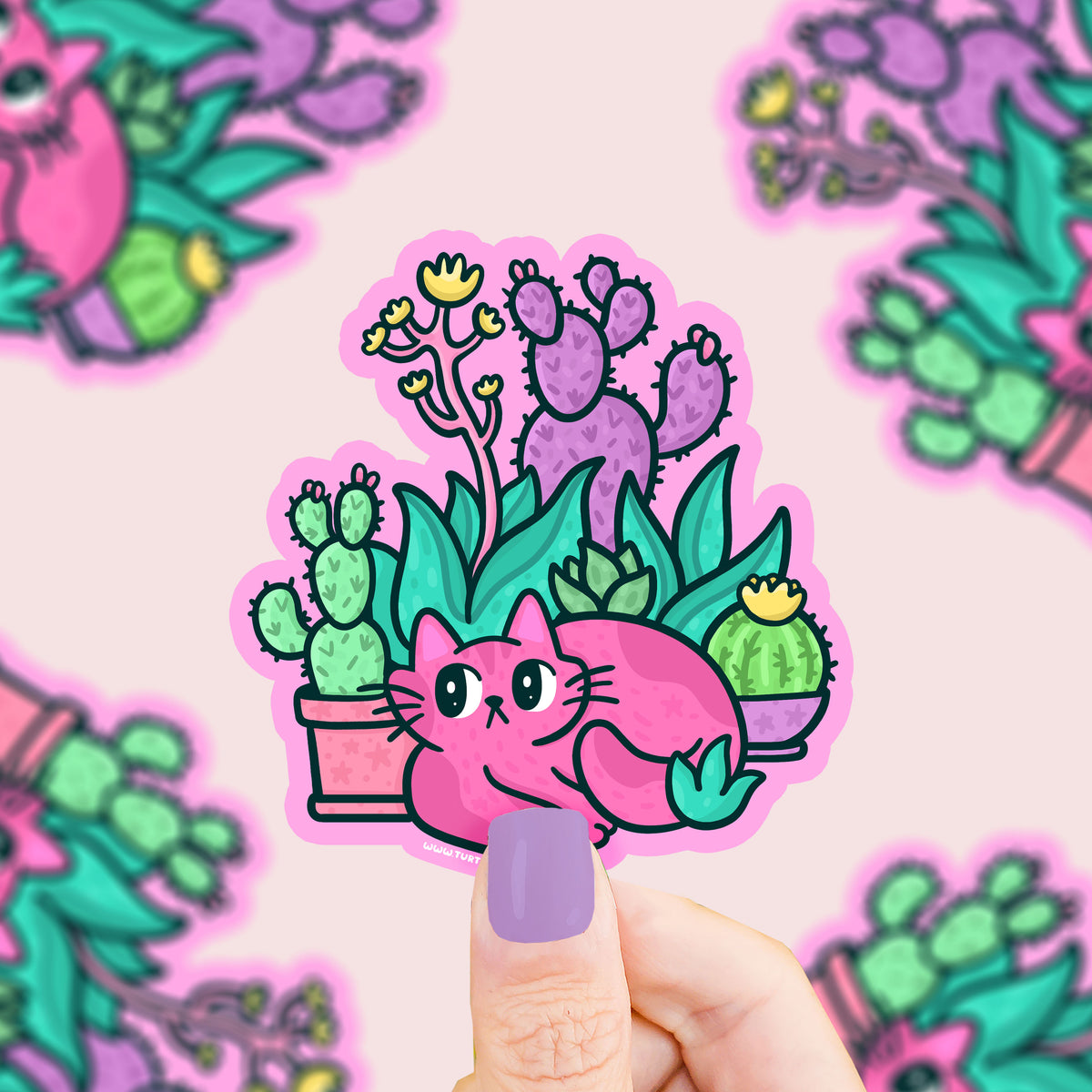 Cat Cactus Garden Vinyl Sticker – Turtle's Soup