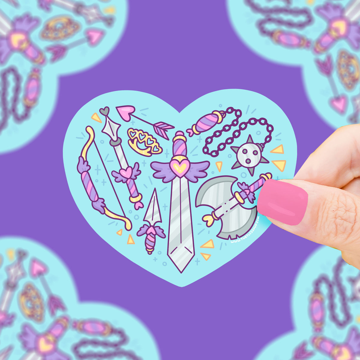 Kawaii Weapons Heart Valentines Vinyl Sticker – Turtle's Soup