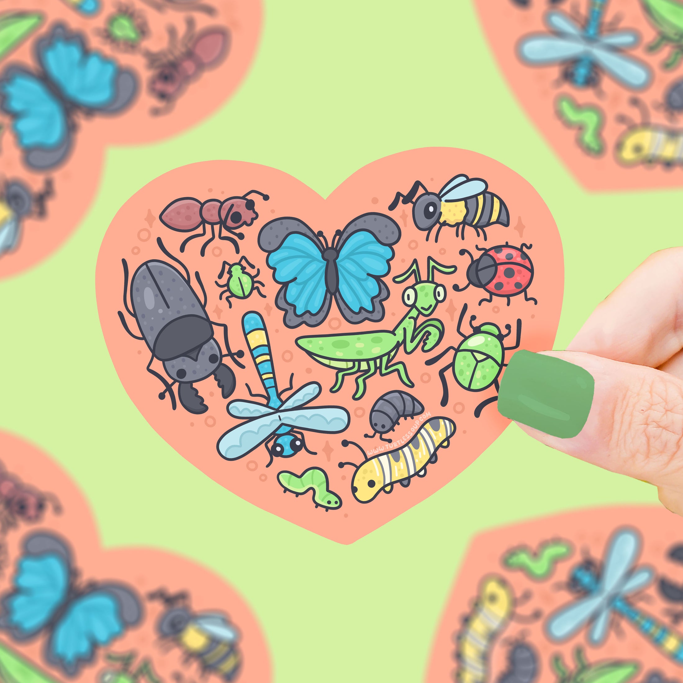 Cute Bugs Heart Valentines Vinyl Sticker – Turtle's Soup