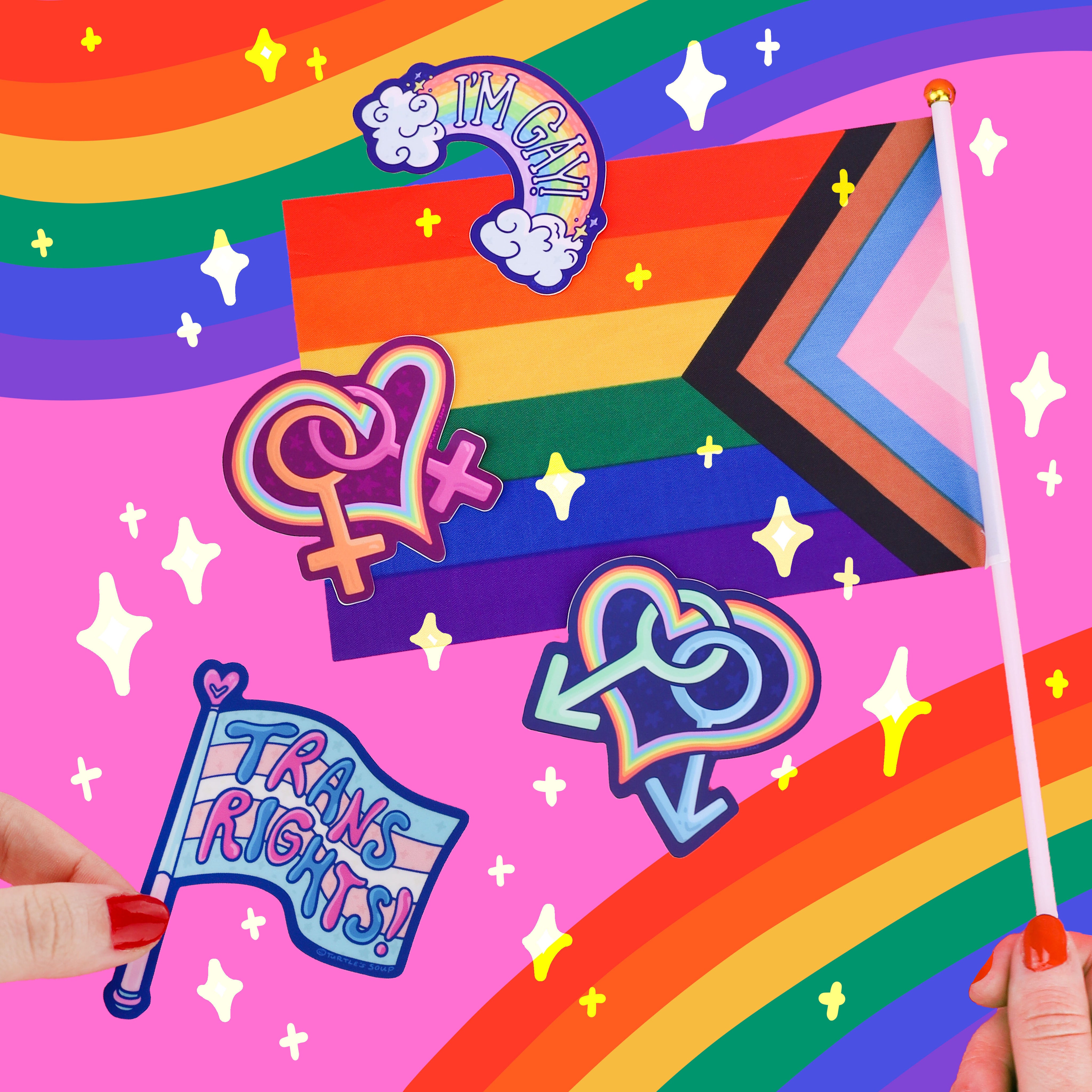 Trans Rights Pride Flag Vinyl Sticker – Turtle's Soup