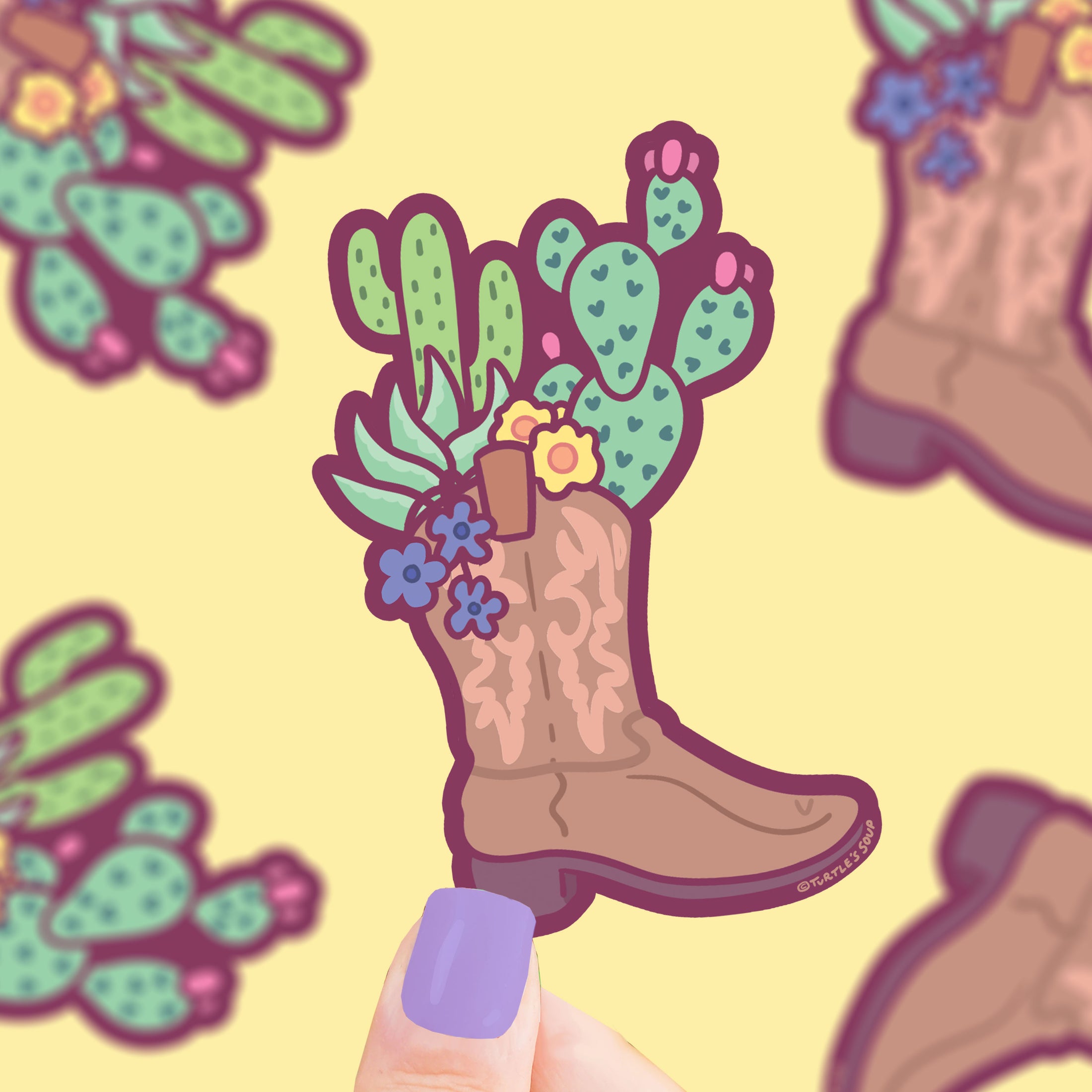 Cactus Cowboy Boot Desert Wild West – Turtle's Soup