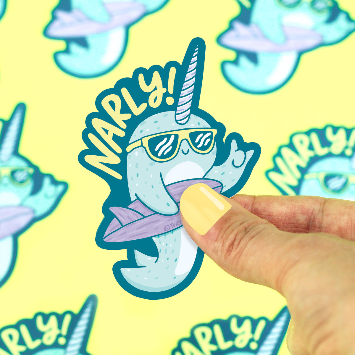 Surfing Narly Narwhal Vinyl Sticker – Turtle's Soup