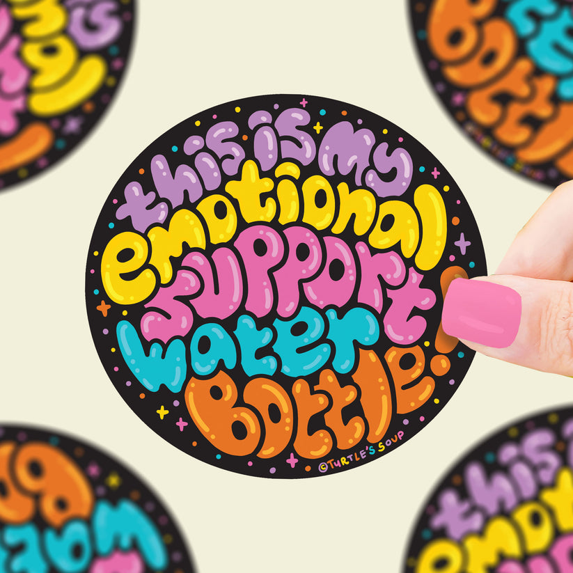 Emotional Support Water Bottle Vinyl Sticker – Turtle's Soup