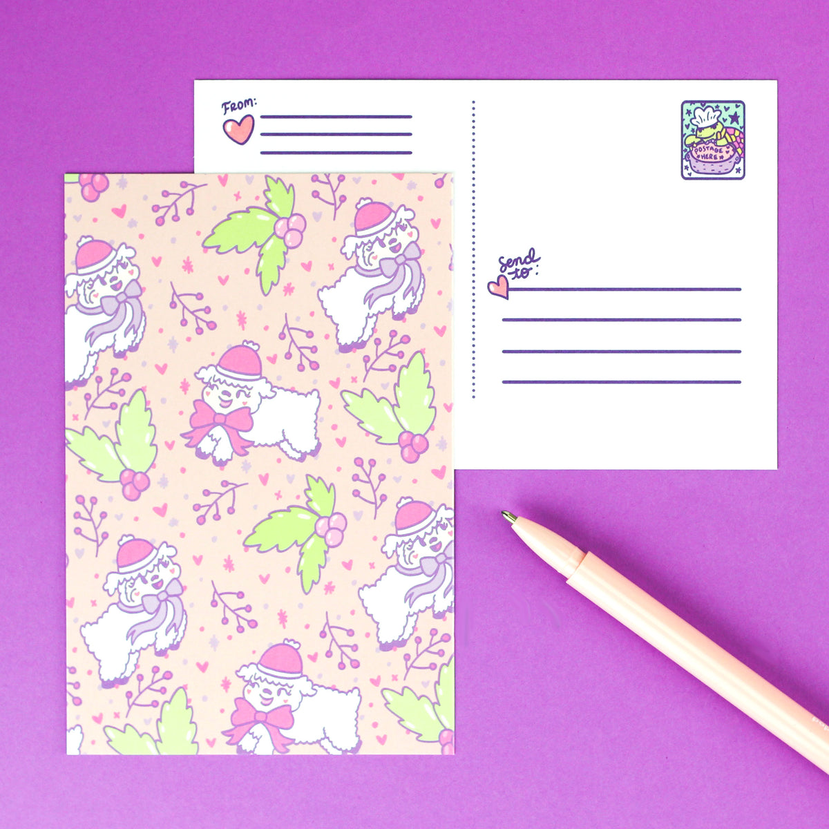 Pastel Sheep Holiday Postcard – Turtle's Soup