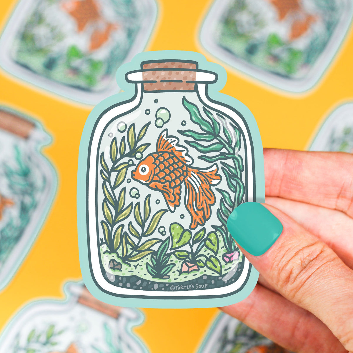Goldfish Bottle Vinyl Sticker – Turtle's Soup